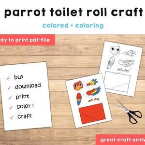 Parrot Toilet Paper Roll Craft Bird Pets Animal Party Coloring ...