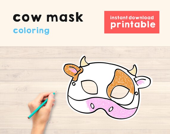 Cow Mask Farm Printable Farm Animal Party Favor Animal Mask | Etsy