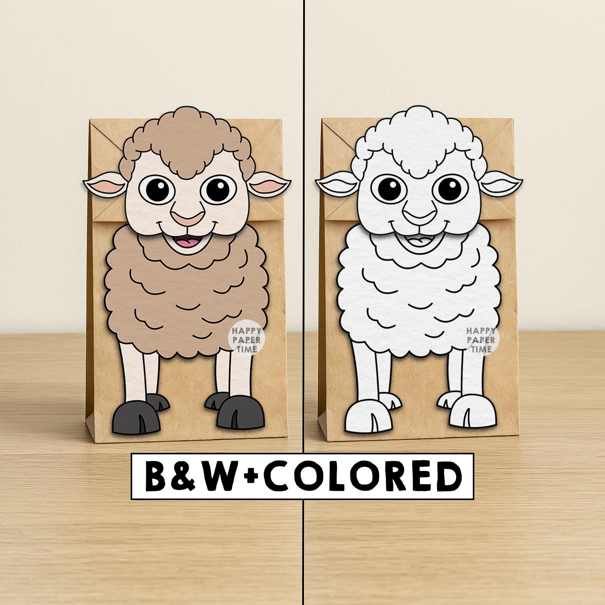 Sheep Lamb Paper Bag Puppet Printable Farm Animal Craft Activity Cut ...