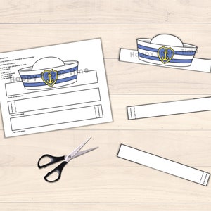 Sailor Hat Cap Paper Crown Party Coloring Printable Kids Craft Sea ...