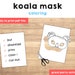 Koala Mask Printable, Koala Costume, Koala Birthday Theme Australian ...