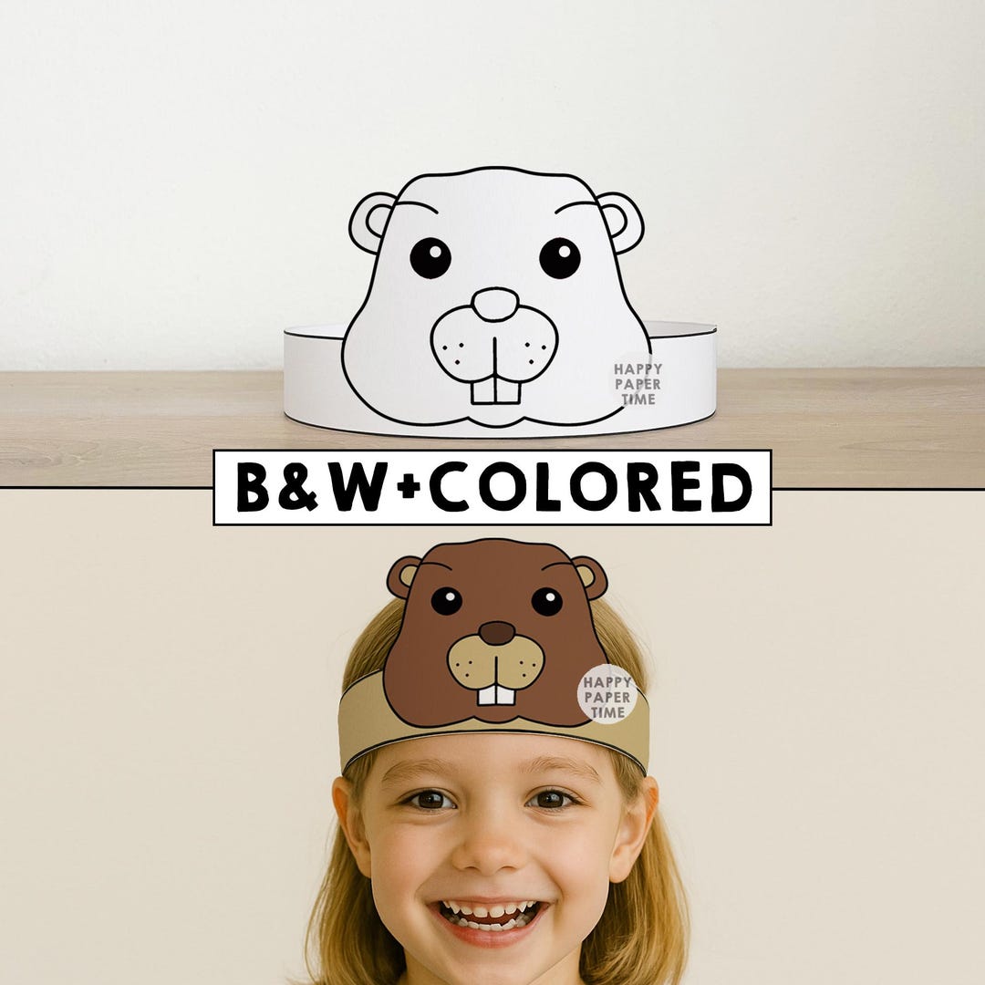 Groundhog Day Paper Crowns Party Coloring Printable Kids Craft Spring ...