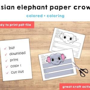 Elephant Paper Crown Party Coloring Printable Kids Craft Woodland ...