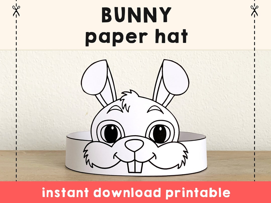 Bunny Paper Crown Headband Coloring Pet Animal Printable Kids Craft ...