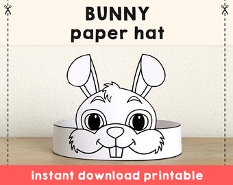 Bunny Paper Crown Headband Coloring Pet Animal Printable Kids Craft ...