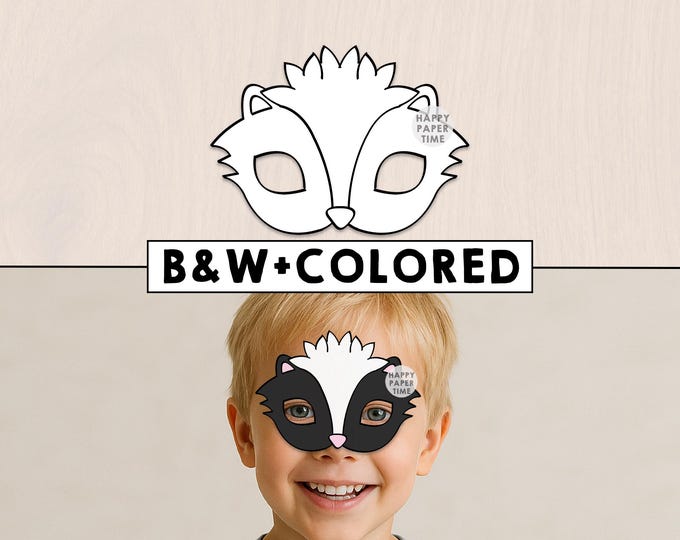 Skunk Mask in Cartoon Style PDF Template, Paper Mask Low Poly - Etsy Canada