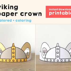 Viking Paper Crown Activity Printable Kids Craft Helmet Medieval ...