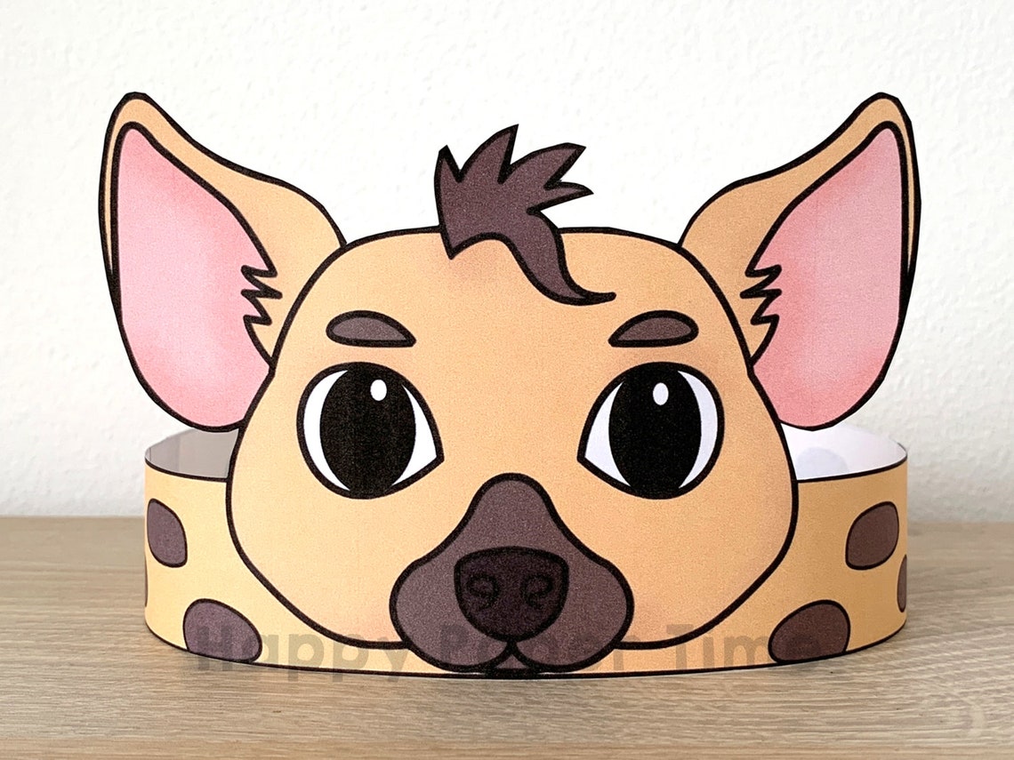 Hyena Paper Crown Party Coloring Printable Kids Craft African | Etsy