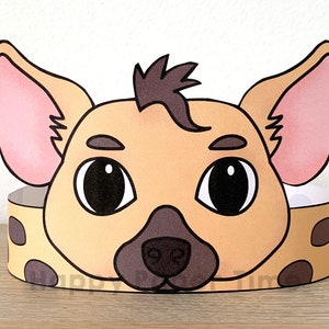 Hyena Paper Crown Party Coloring Printable Kids Craft African Birthday ...