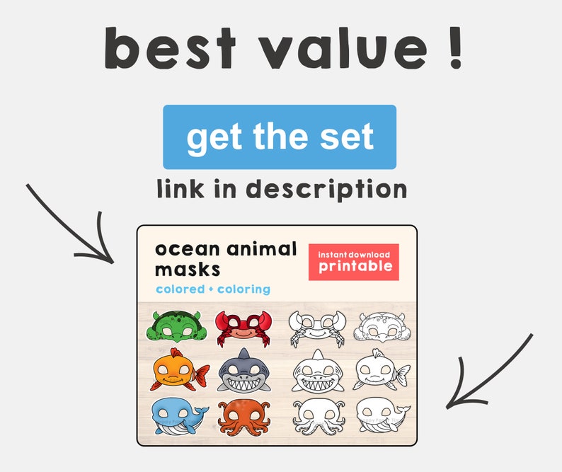 Crab Mask Template Costume Kids Diy Ocean Sea Animal Party Fun | Etsy