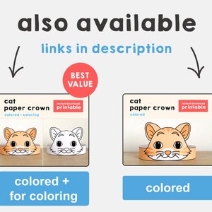 Cat Paper Crown Headband Pet Animal Printable Kids Craft Kitten Party ...