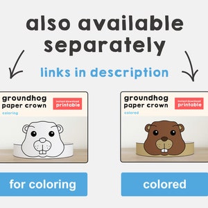 Groundhog Day Paper Crowns Party Coloring Printable Kids Craft Spring ...