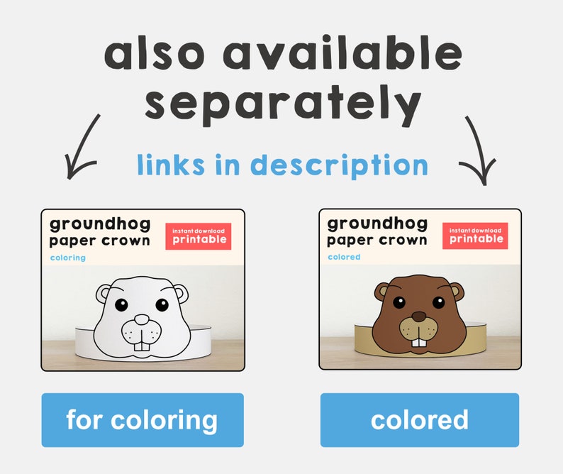 Groundhog Day Paper Crowns Party Coloring Printable Kids Craft - Etsy