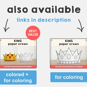 King Paper Crown Template Fantasy Medieval Party Headband Costume ...