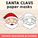 Santa Claus Mask Paper Christmas Costume Printable Craft Party Favor ...