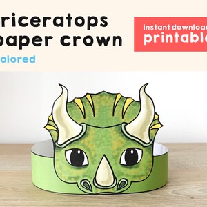 Triceratops Paper Craft Crown Party Template Printable Kids - Etsy