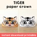 Tiger Paper Crown Party Coloring Printable Kids Craft Tiger - Etsy