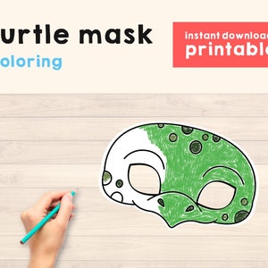 Turtle Mask Turtle Printable Mask Reptile Party Favor Turtle | Etsy