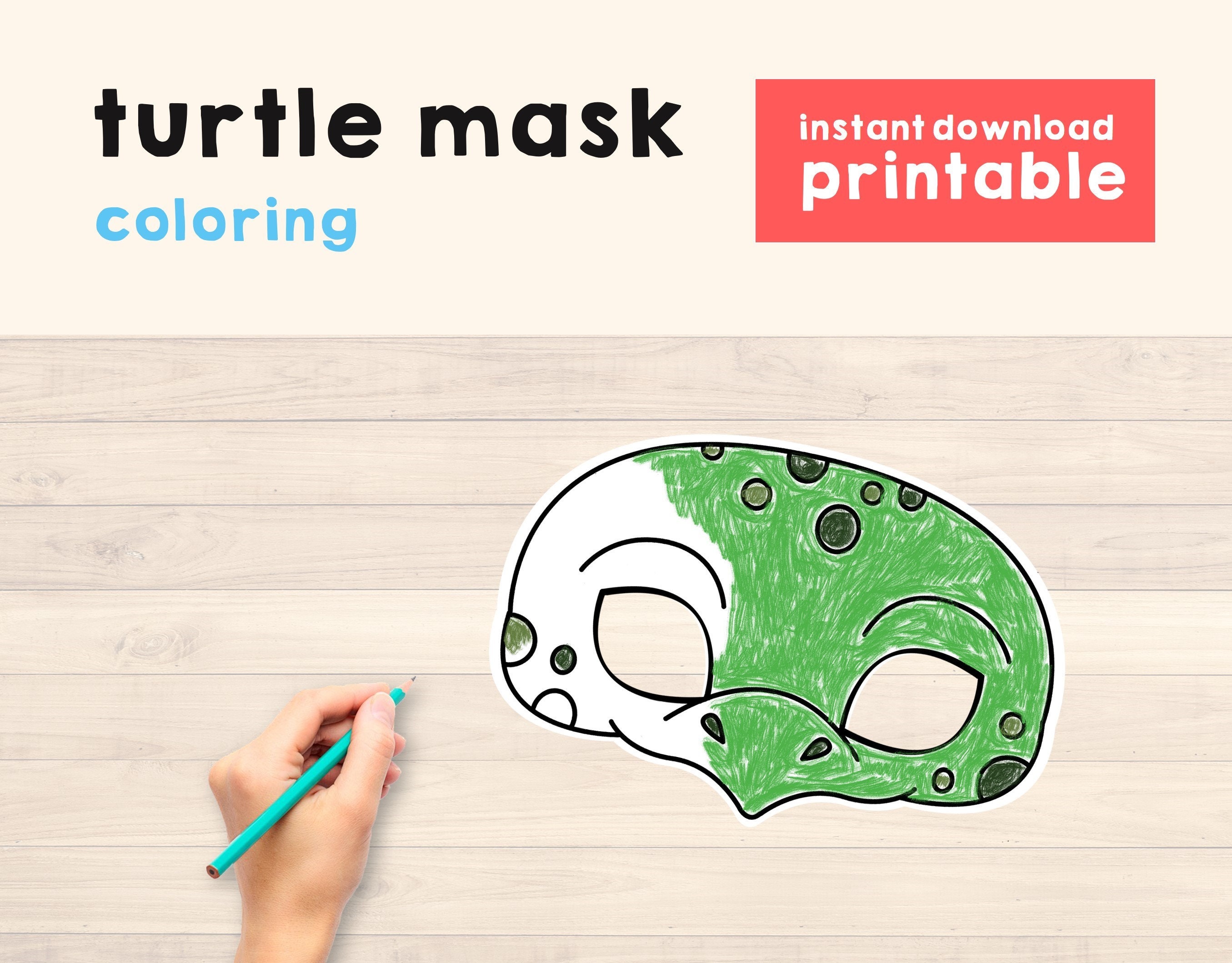 Turtle Mask Turtle Printable Mask Reptile Party Favor Turtle - Etsy Denmark