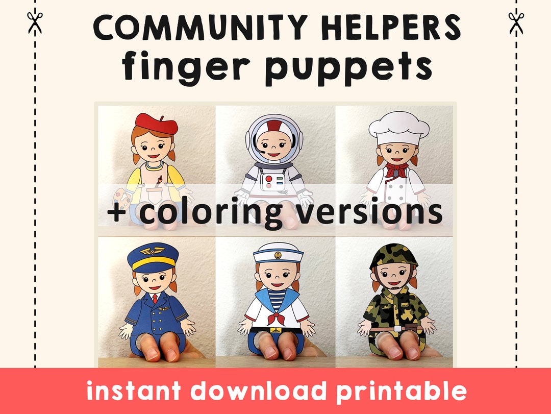 Community Helpers Paper Craft Printable Finger Puppet Template Kids ...