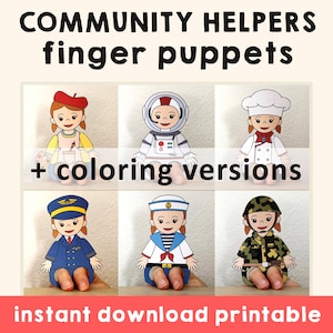 Community Helpers Paper Craft Printable Finger Puppet Template Kids ...