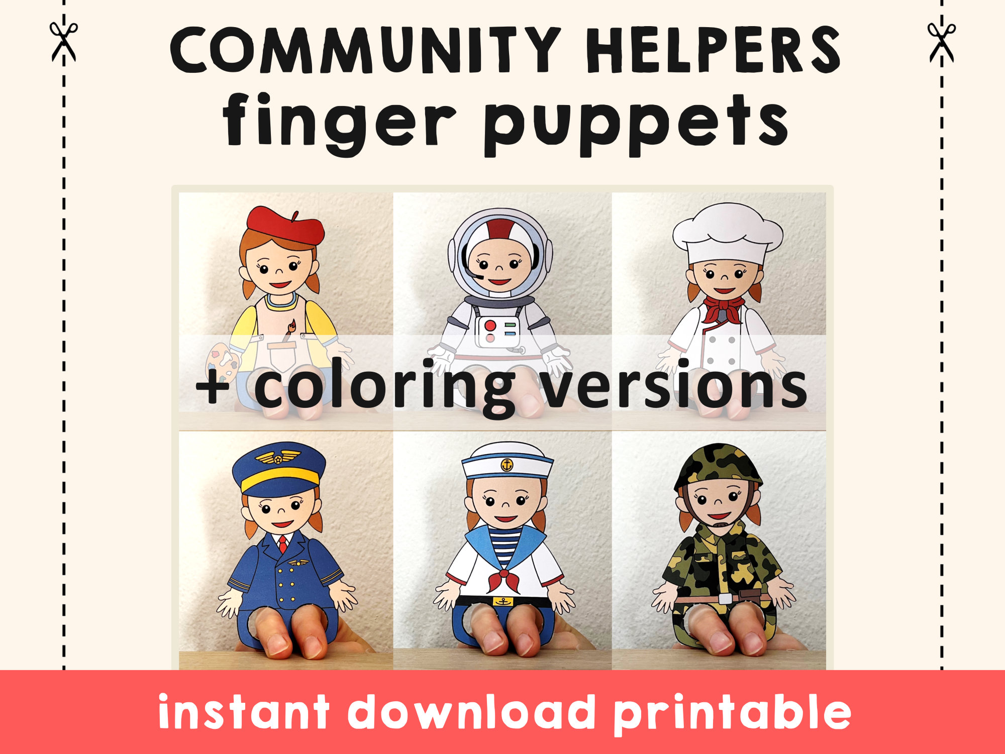 Astronaut Finger Puppet Template
