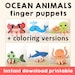 Ocean Animals Paper Craft Printable Finger Puppet Template - Etsy