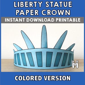 Statue of Liberty Paper Crown Printable Kids Craft Birthday Activity ...