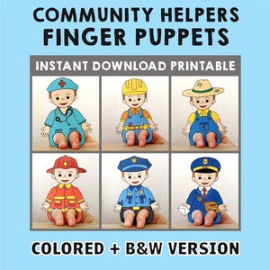 Community Helpers Paper Craft Printable Finger Puppet Template Kids ...