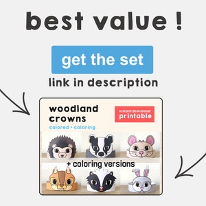 Hedgehog Paper Crown Party Coloring Printable Kids Craft Woodland ...