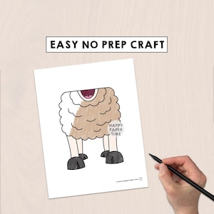 Sheep Lamb Paper Bag Puppet Printable Farm Animal Craft Activity Cut ...