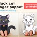 Black Cat Paper Craft Printable Halloween Spooky Day Finger - Etsy