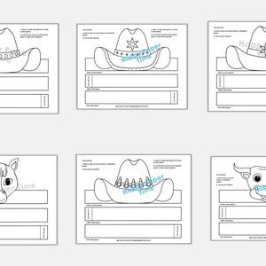Wild West Paper Crown Coloring Headband Cowboy Sheriff Cowgirl Party ...