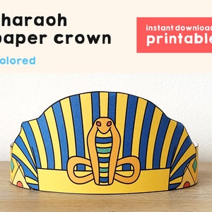 Pharaoh Paper Crown Ancient Egypt Template Party Coloring | Etsy