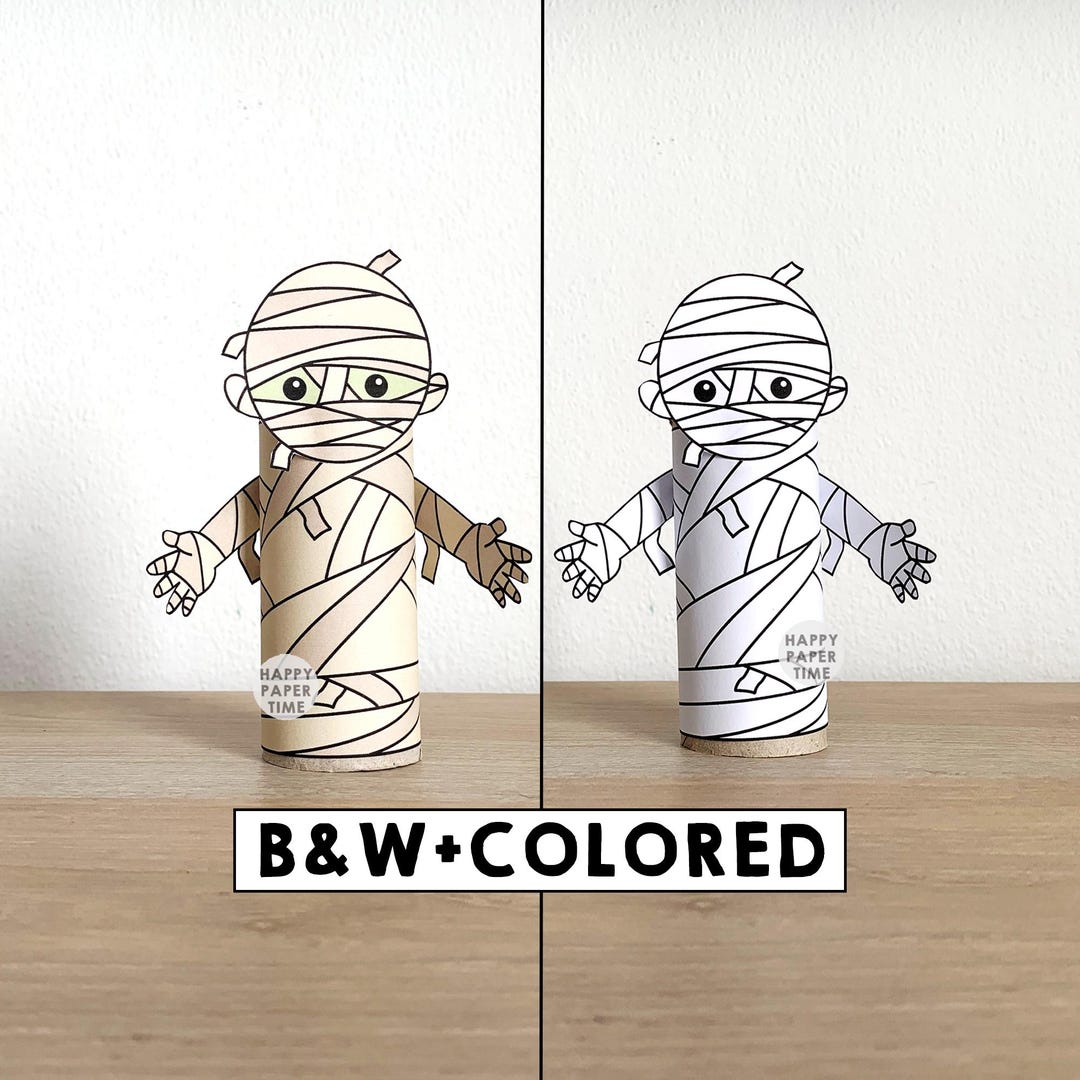 Mummy Toilet Paper Roll Craft Ancient Egypt Party Coloring Printable ...