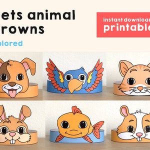 Pets Animals Paper Crowns Dog Cat Hamster Parrot Goldfish - Etsy Canada