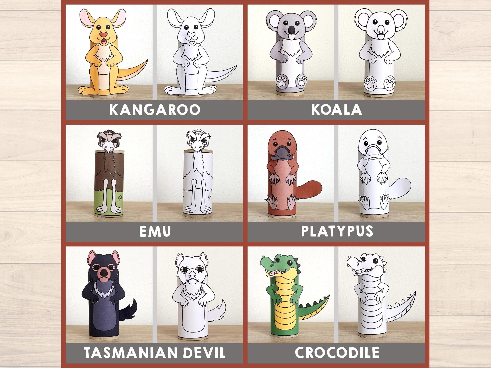 Australian Animals Toilet Paper Roll Craft Wild Party Coloring ...