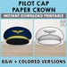 Pilot Cap Paper Crown Airline Party Coloring Printable Kids Craft ...