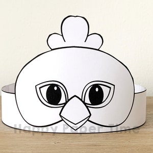 Chicken Paper Crown Coloring Activity Printable Kids Craft Farm Animal ...
