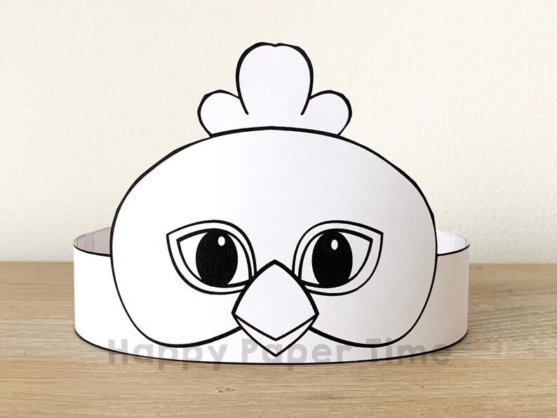 Chicken Paper Crown Coloring Activity Printable Kids Craft - Etsy