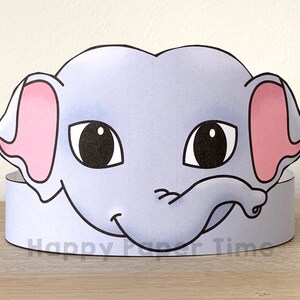 Elephant Paper Crown Party Coloring Printable Kids Craft Woodland ...