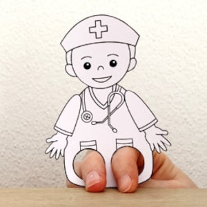Nurse Paper Craft Printable Community Helper Finger Puppet Kids Doctor ...