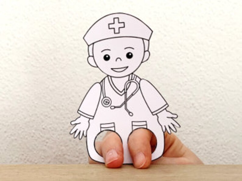 Nurse Paper Craft Printable Community Helper Finger Puppet - Etsy