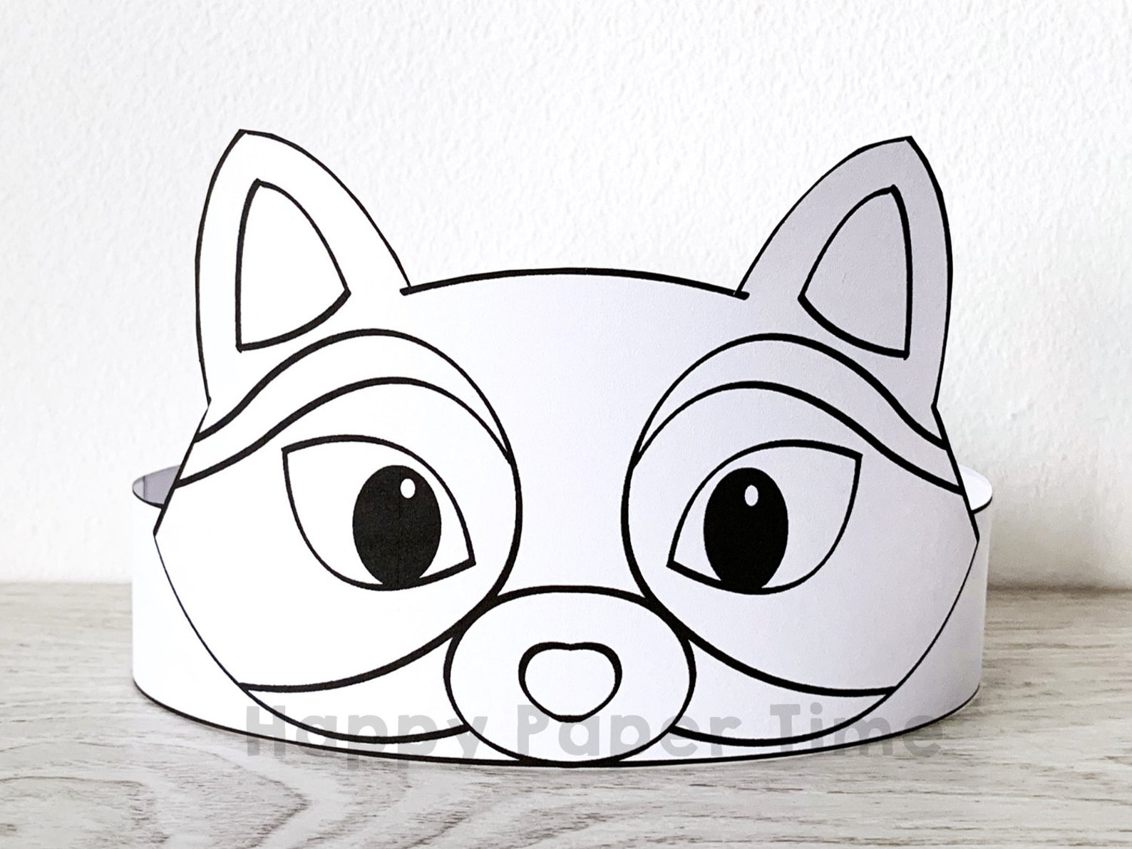 Raccoon Paper Crown Coloring Activity Printable Kids Craft Woodland ...