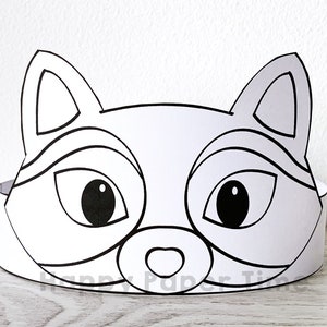 Raccoon Paper Crown Coloring Activity Printable Kids Craft Woodland ...