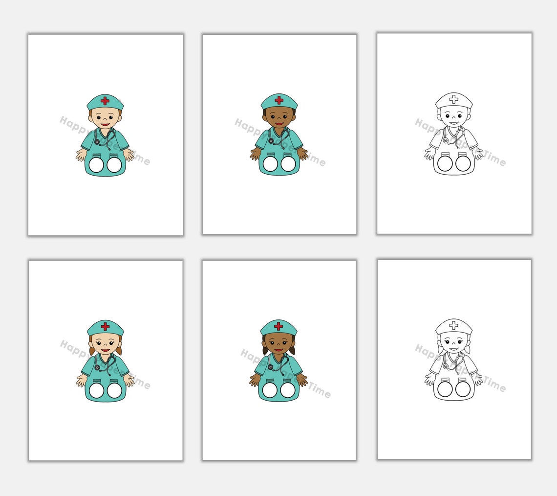 Nurse Paper Craft Printable Community Helper Finger Puppet - Etsy