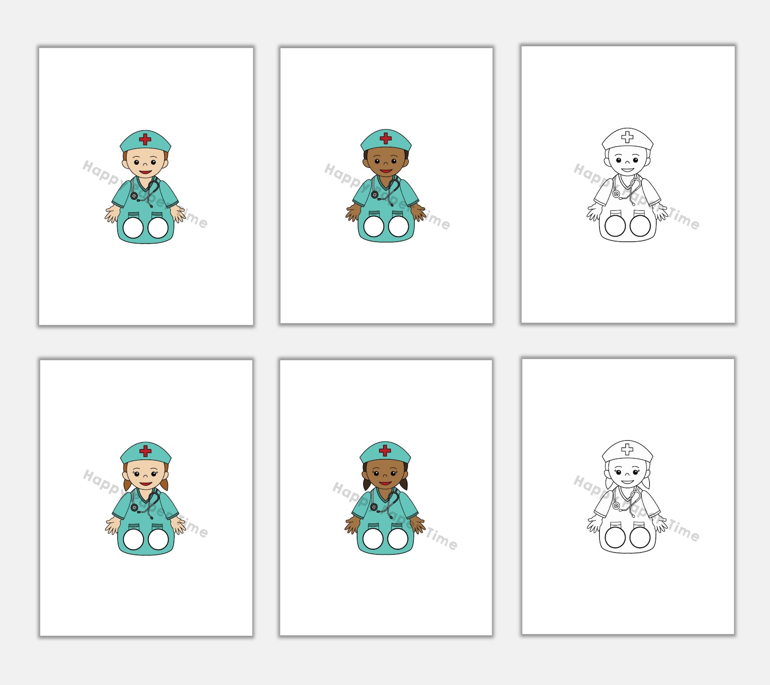 Nurse Paper Craft Printable Community Helper Finger Puppet Kids Doctor ...