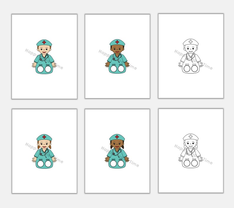 Nurse Paper Craft Printable Community Helper Finger Puppet - Etsy