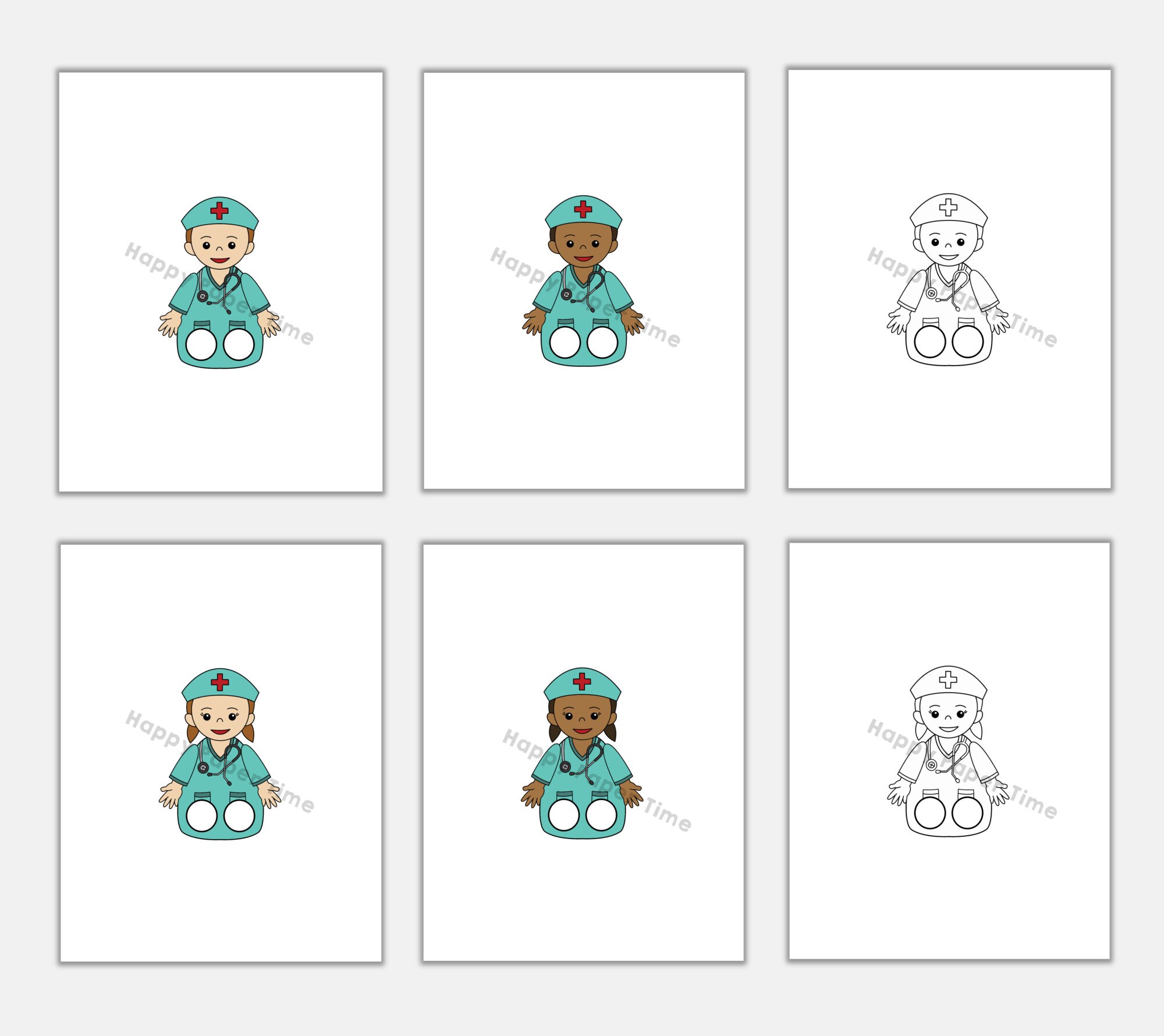 Nurse Paper Craft Printable Community Helper Finger Puppet Kids Doctor ...
