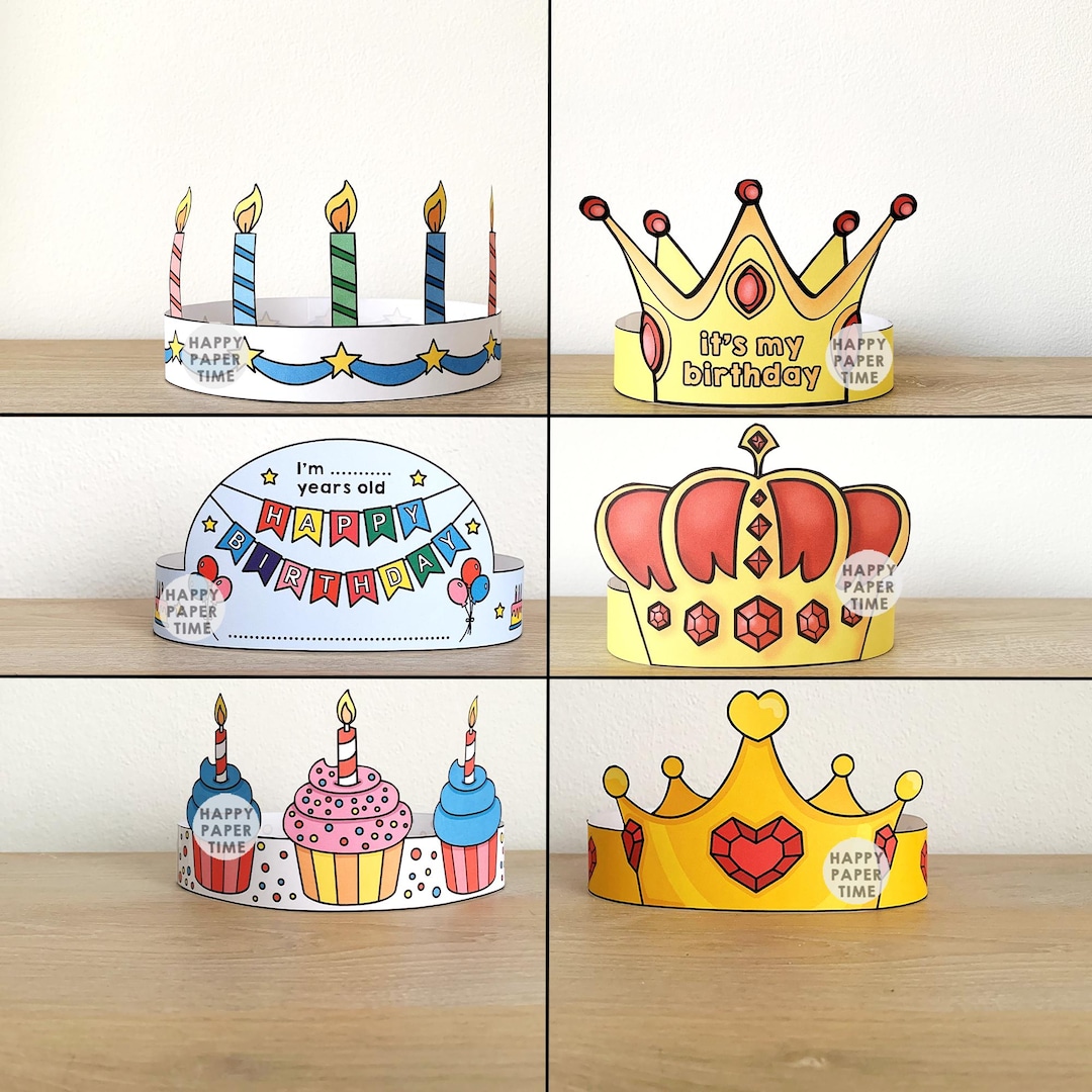 Happy Birthday Paper Crowns Party B-day Printable Celebration Kids ...